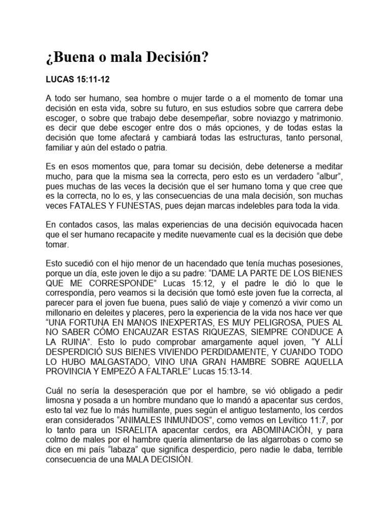 Buena o Mala Decisión | PDF