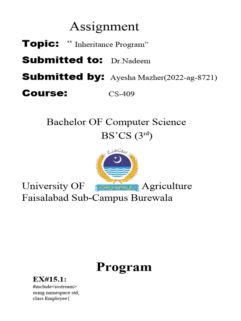 Assignment OOP (2022-AG-8721) | PDF | Computer Programming | Software ... Assignment OOP (2022-AG-8721) | PDF | Computer Programming | Software ...