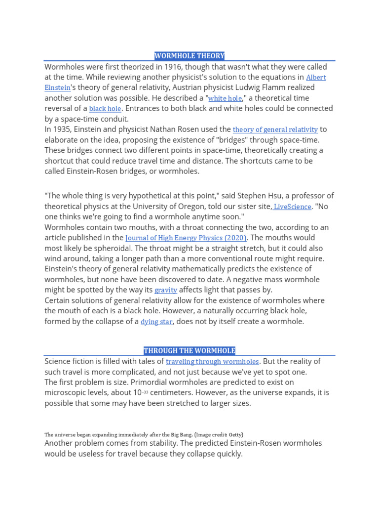 Wormhole Theory | PDF | General Relativity | Physics