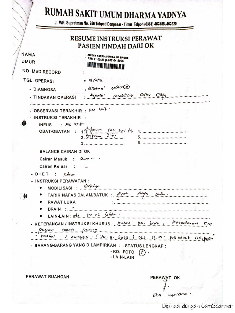 Resume Dan SBAR Pasien ODC | PDF