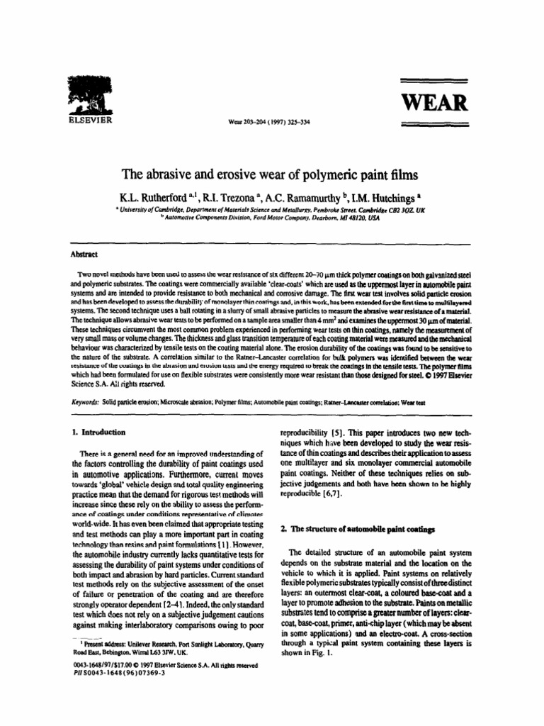 23 - Rutherford1997 - The Abrasive and Erosive Wear of Polymeric Paint ...