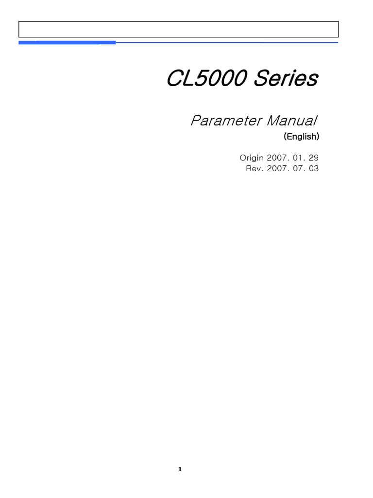 CL 5000 Parameter - Manual (ENG) 081126 | PDF | Parameter (Computer Programming) | Barcode