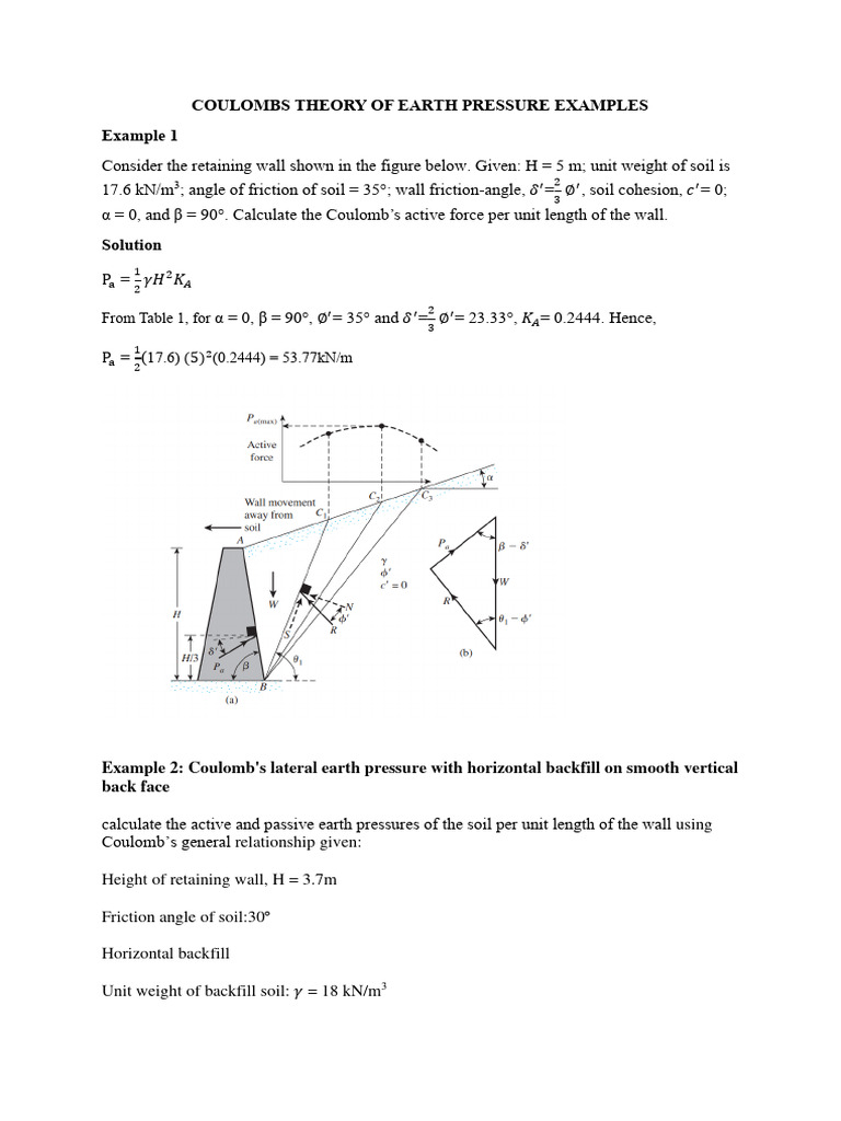 Coulomb's Theory Examples | PDF | Teaching Methods & Materials | Technology & Engineering