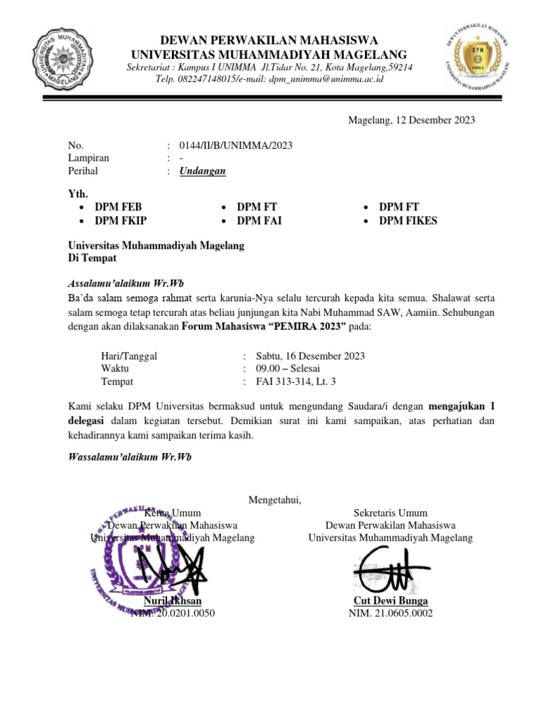 Undangan Forma 2 DPM FAKULTAS | PDF