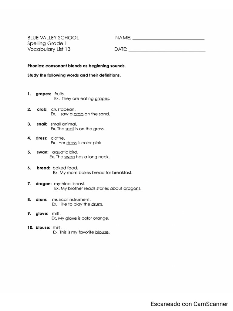 Spelling List No. 13 | PDF