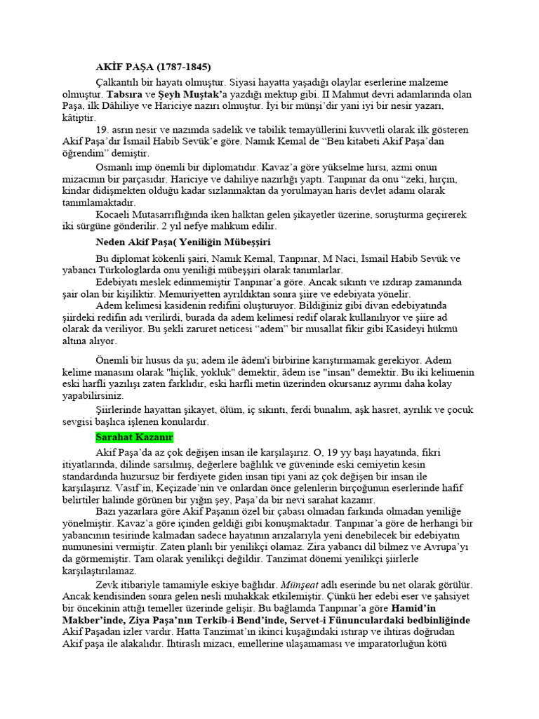 Akif Paşa Adem Kasidesi-Tabsıra | PDF