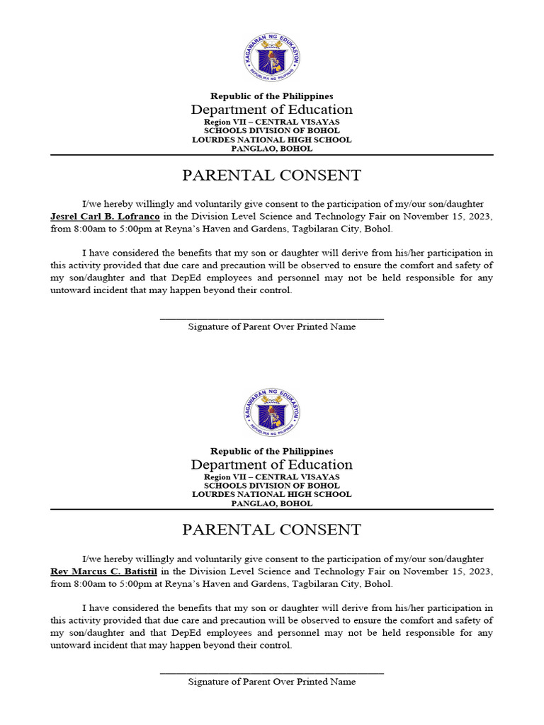 Parental Consent Division | PDF | Philippines | Social Institutions