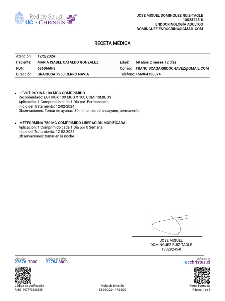 Receta Médica: Christus - CL | PDF