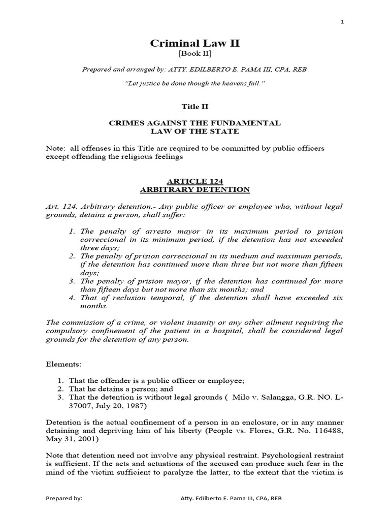 Crimes Against The Fundamental Law of The State | PDF | Detention (Imprisonment) | Crimes