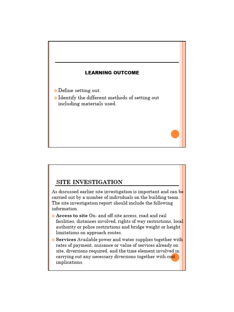 Ed Construction Technology - Setting Out | PDF | Road Surface | Drainage