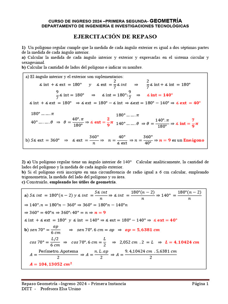 TP REPASO GEOMETRIA 2024 (Segunda Instancia) Prof Ursino | PDF | Triángulo | Funciones ...