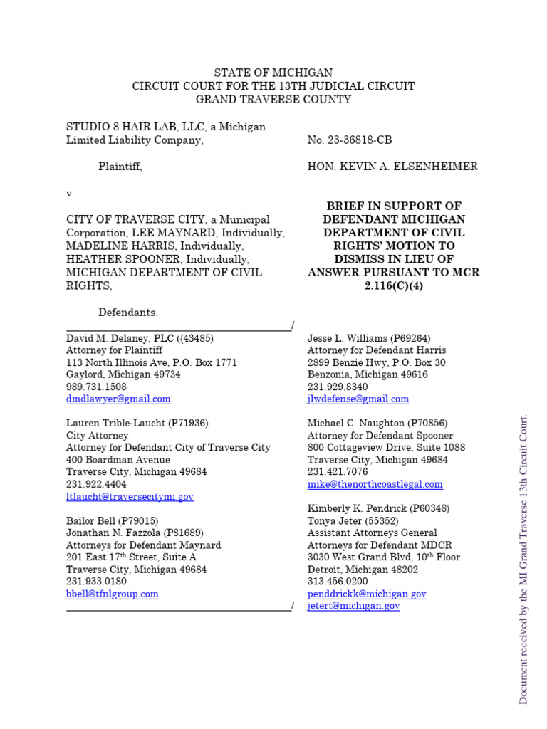 Brief01 MTD Studio 8 W Exhibits | PDF | Lawsuit | Legal Remedy