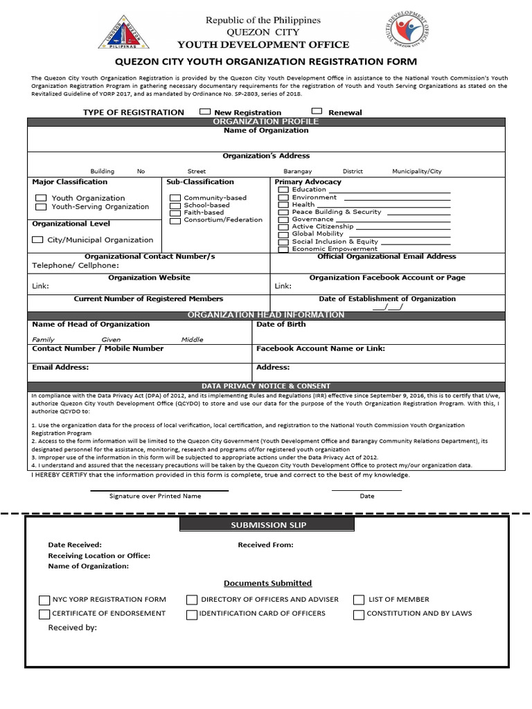Quezon City Youth Org Registration Form | PDF | Information Privacy ...
