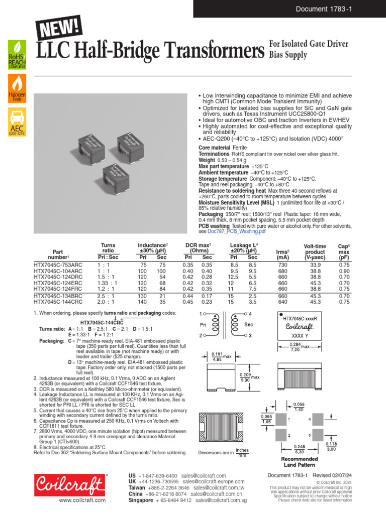 LLC Transformers for Isolated Gate Drivers | PDF | Soldering | Transformer