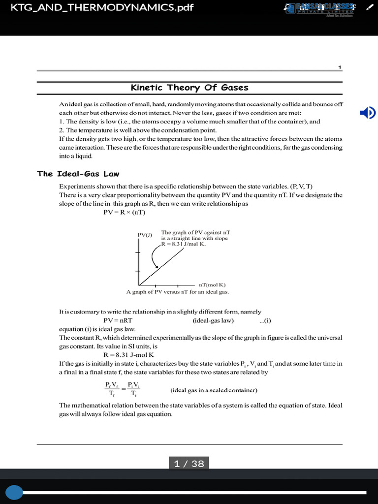 Chap1 - Kinetic Theory of Gases and Thermodynamics | PDF