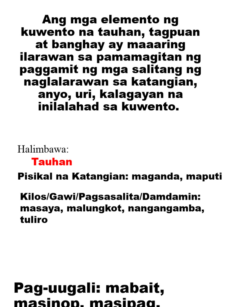 Paglalarawan NG Elemento NG Kuwento | PDF