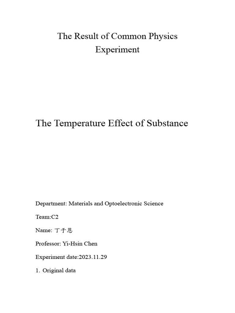 The Temperature Effect of Substance | PDF