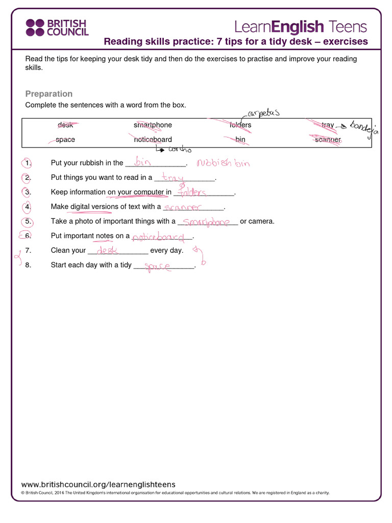 7 Tips for a Tidy Desk | PDF | Computing | Equipment