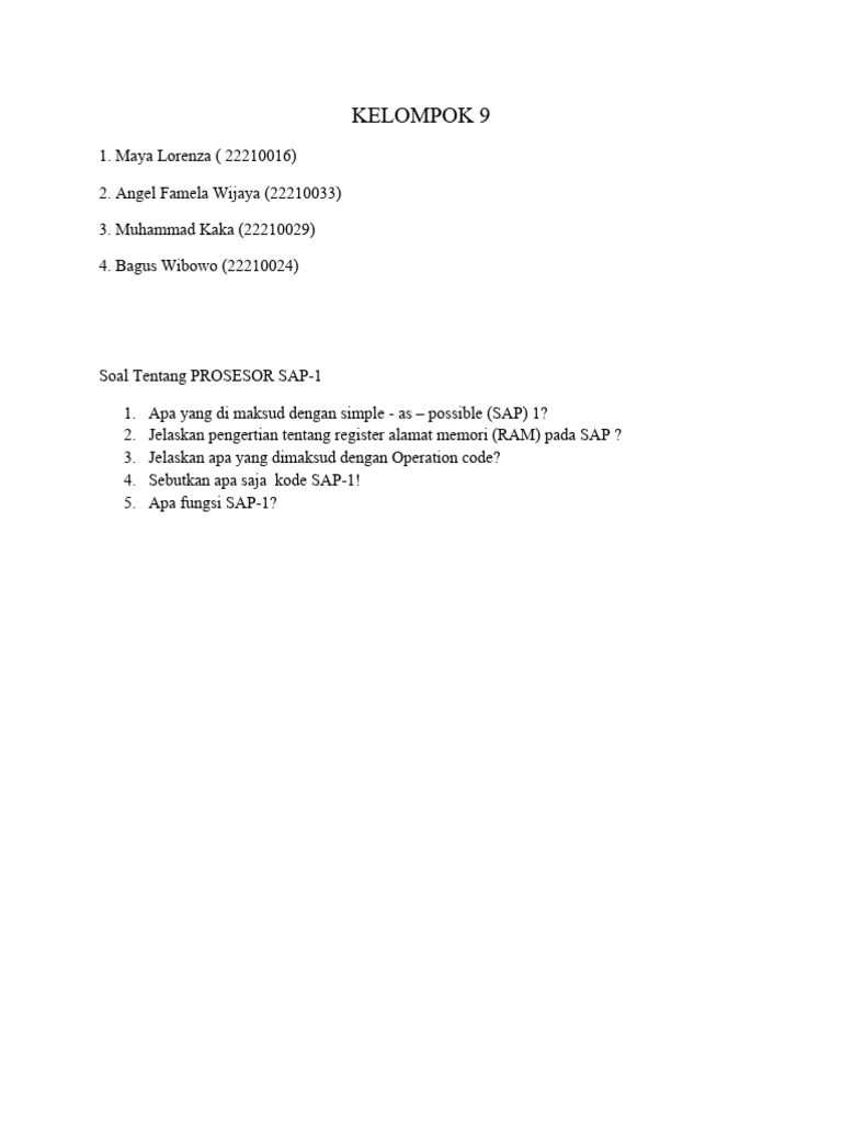 Soal Prosesor SAP-1 | PDF