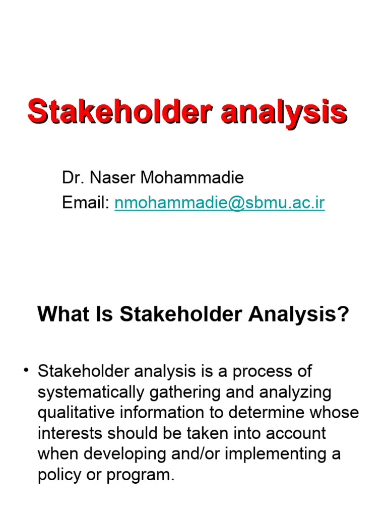 Stakeholder Analysis | PDF | Policy | Stakeholder (Corporate)