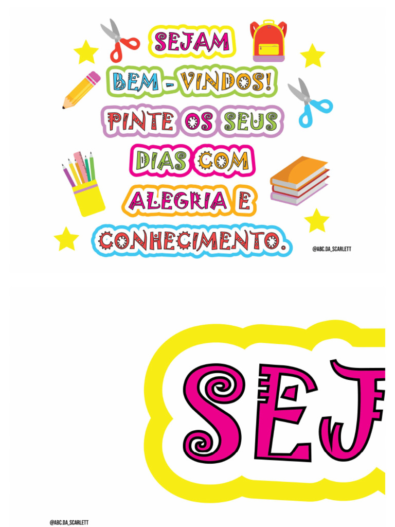 Painel Sejam Bem Vindos Colorido Wzeyml | PDF