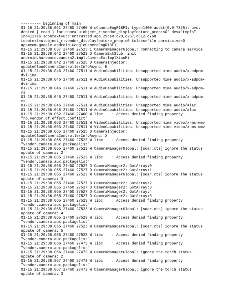 Camera Debugging Logs | PDF | Computer Engineering | Computer Programming