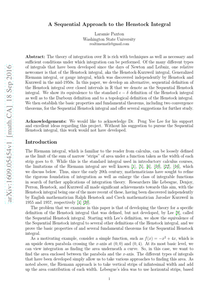 Pendekatan Sequensial Pada Integral Henstock | PDF | Integral ...