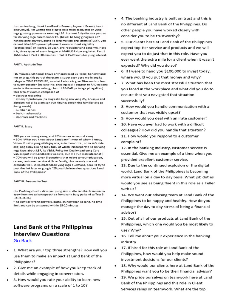 LBP Exam | PDF | Banks