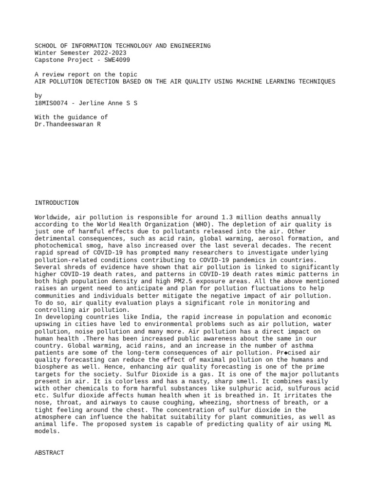 Capstone Air Pollution Review 2 PT | PDF | Air Pollution | Machine Learning