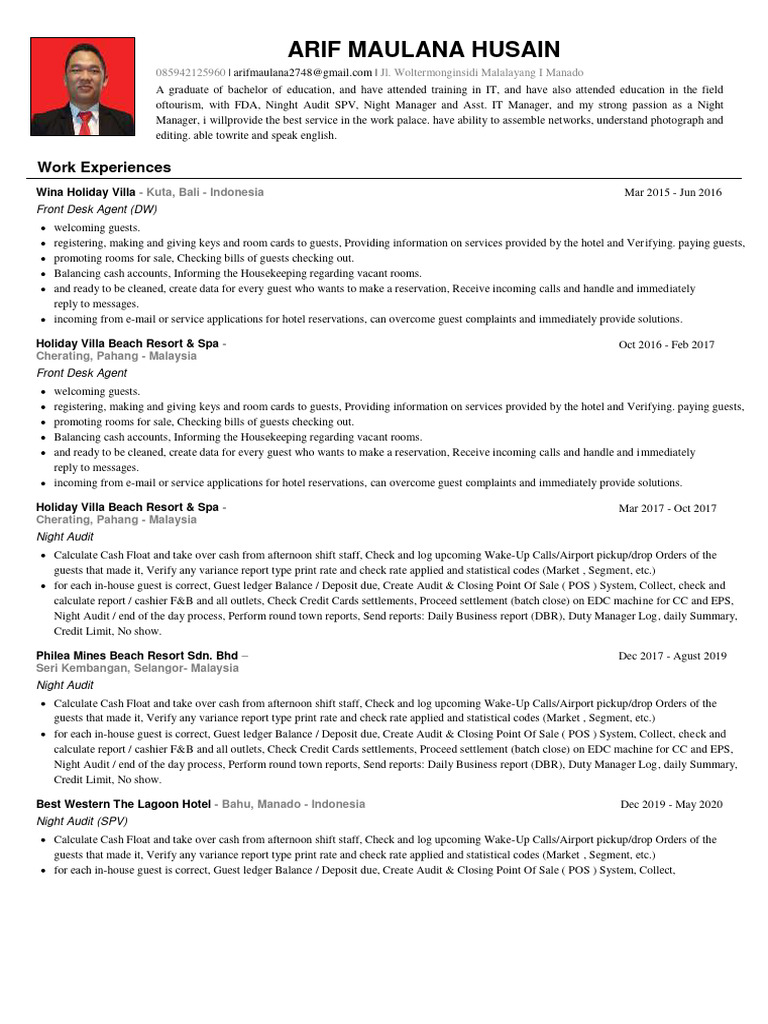 Arif Maulana Husain-Resume | PDF | Point Of Sale | Service Industries