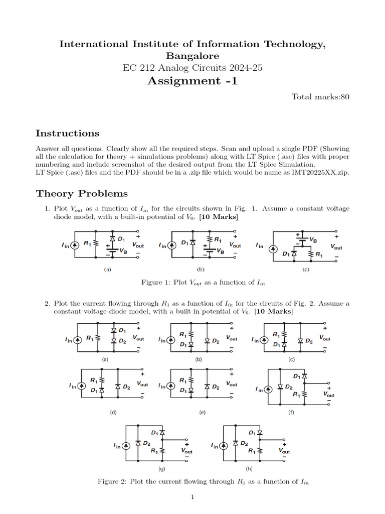 EC212 Assignment 1 Analog Circuits Theory | PDF | Rectifier ...
