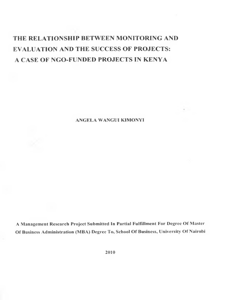 Kimonyi Relationship Monitoring and Evaluation and The Success of Projects | PDF | Evaluation ...