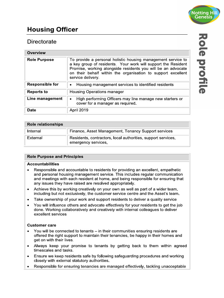 Housing Officer Role Profile | PDF