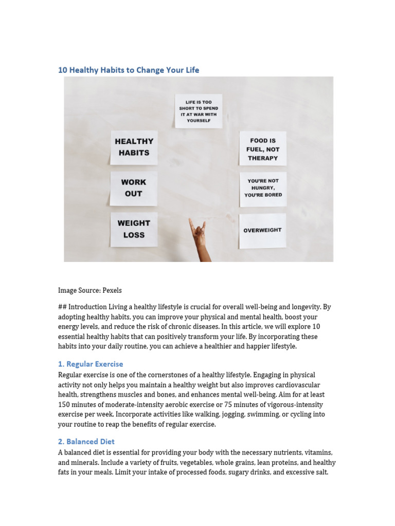 Healthy Life Habits 1 69420 Pdf Sleep Healthy Diet