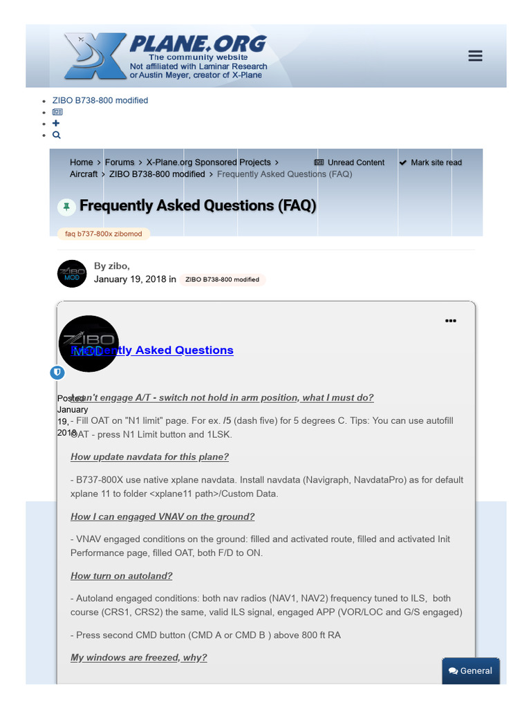 Frequently Asked Questions (FAQ) - ZIBO B738-800 Modified - X-Plane - Org Forum | PDF | Faq ...