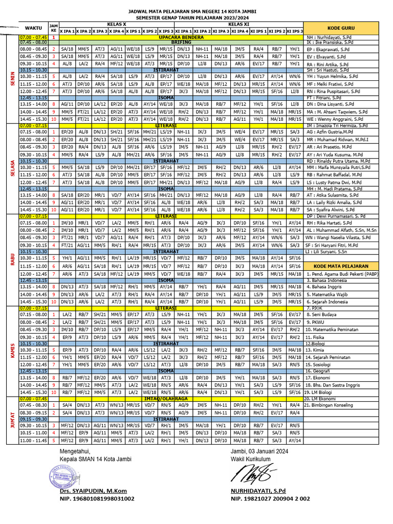 Roster 2023-2024 Revisi | PDF