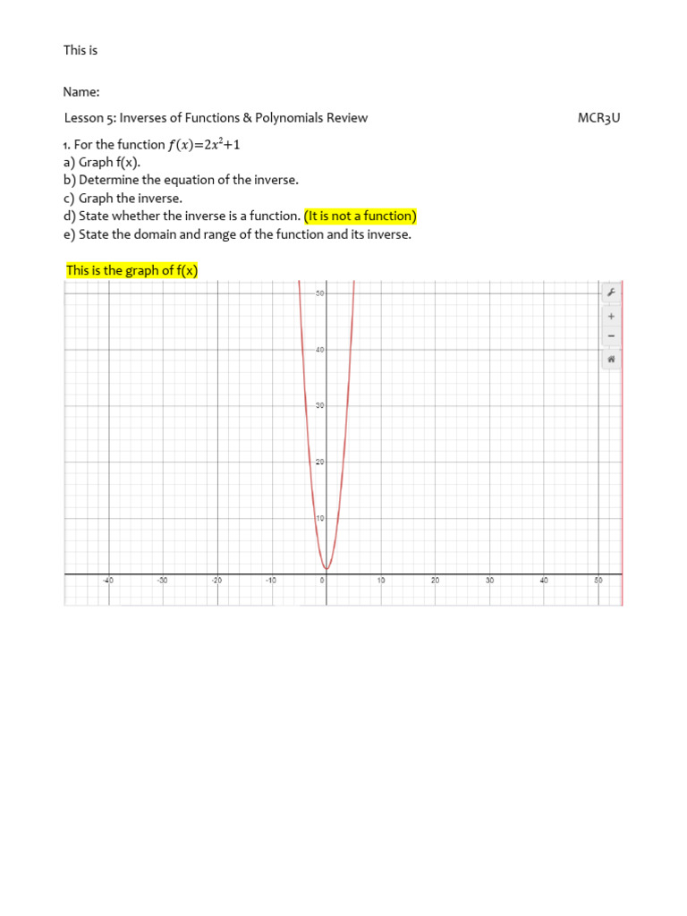 Lesson 5 - Inverses of Functions & Polynomials Review | PDF | Function (Mathematics) | Area