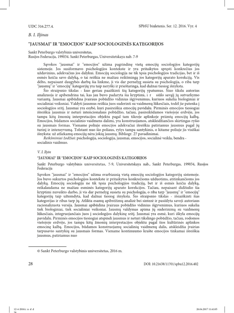 Chuvstva I Emotsii Kak Sotsiologicheskie Kategorii LT | PDF