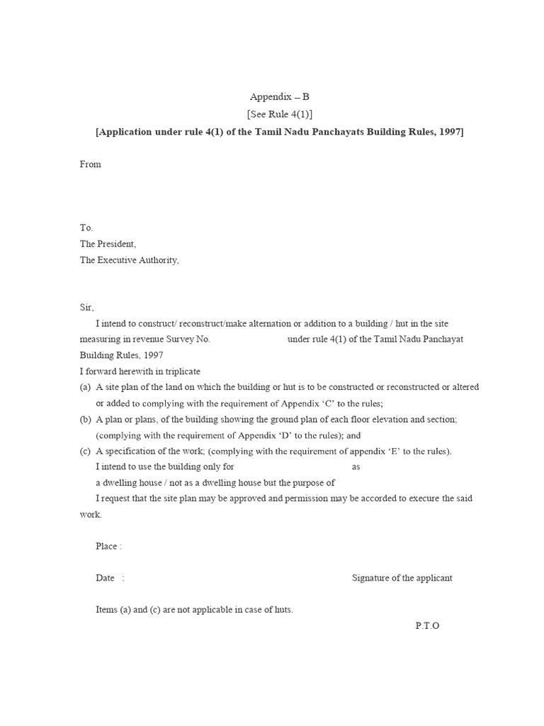 Panchayath Form APPLICATION B 4 1 | PDF | Legal Documents | Government