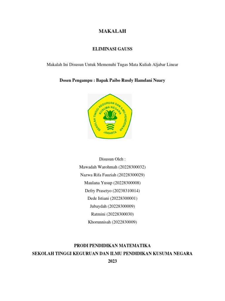 Metode Eliminasi Gauss Jordan | PDF