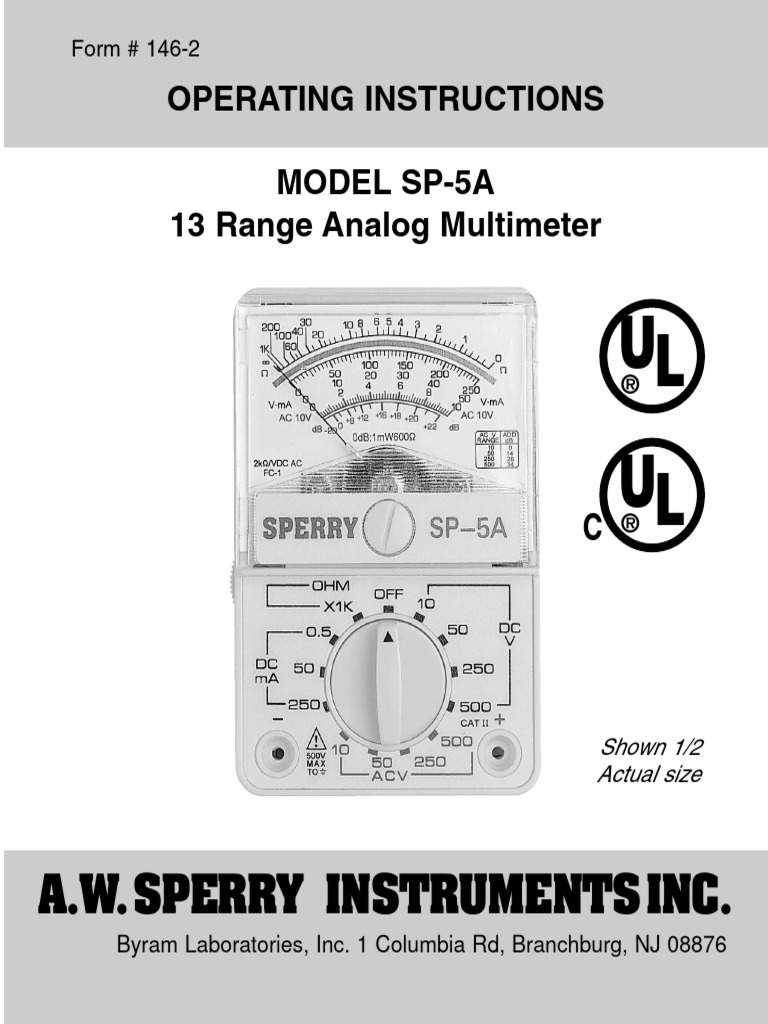 OPERATING INSTRUCTIONS. MODEL SP-5A 13 Range Analog Multimeter | PDF ...