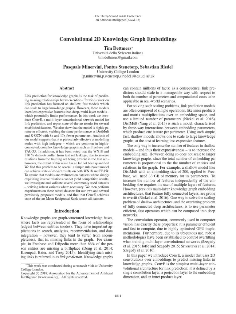 Convolutional Knowledge Graph Embeddings | PDF | Cybernetics | Applied ... Convolutional Knowledge Graph Embeddings | PDF | Cybernetics | Applied ...
