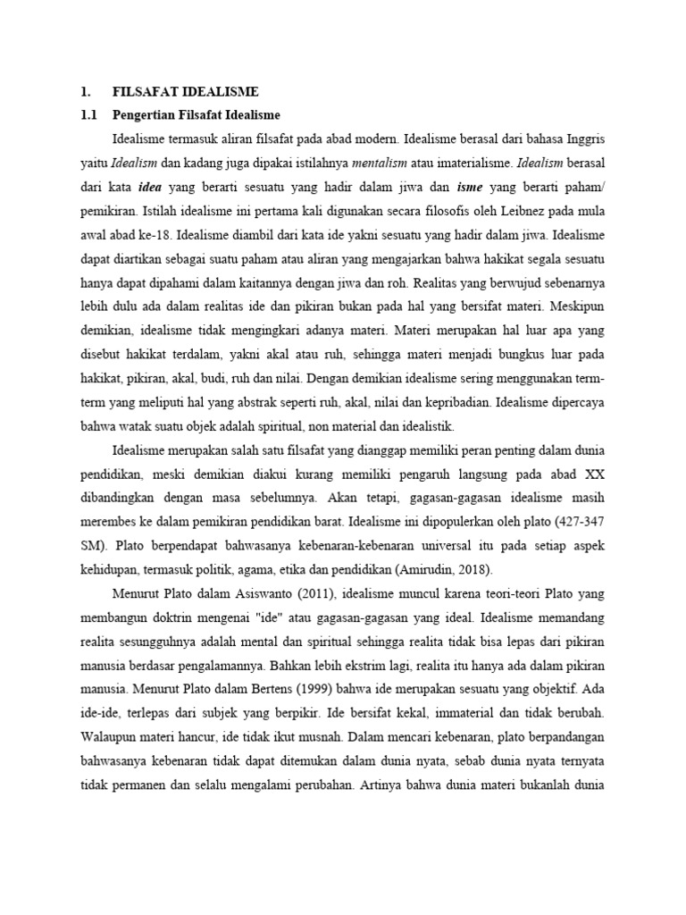 Materi Filsafat Pendidikan (Idealisme&Materialisme) | PDF | Filsafat