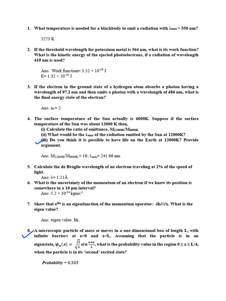 Assignment 1 Pool Of Questions Pdf Atomic Orbital Electron