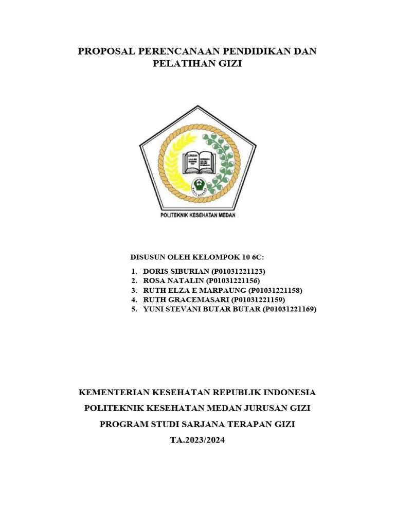 Revisi - Kel10 - Proposal Perencanaan Pendidikan Dan Pelatihan Gizi - 6c | PDF