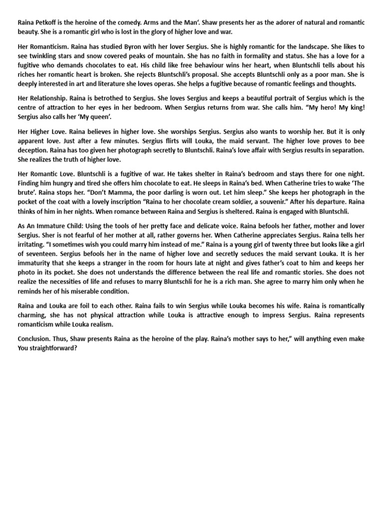Character of Raina Petkoff | PDF | Classics