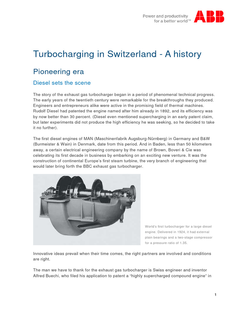 Turbocharging in Switzerland - A History | PDF | Turbocharger | Engines