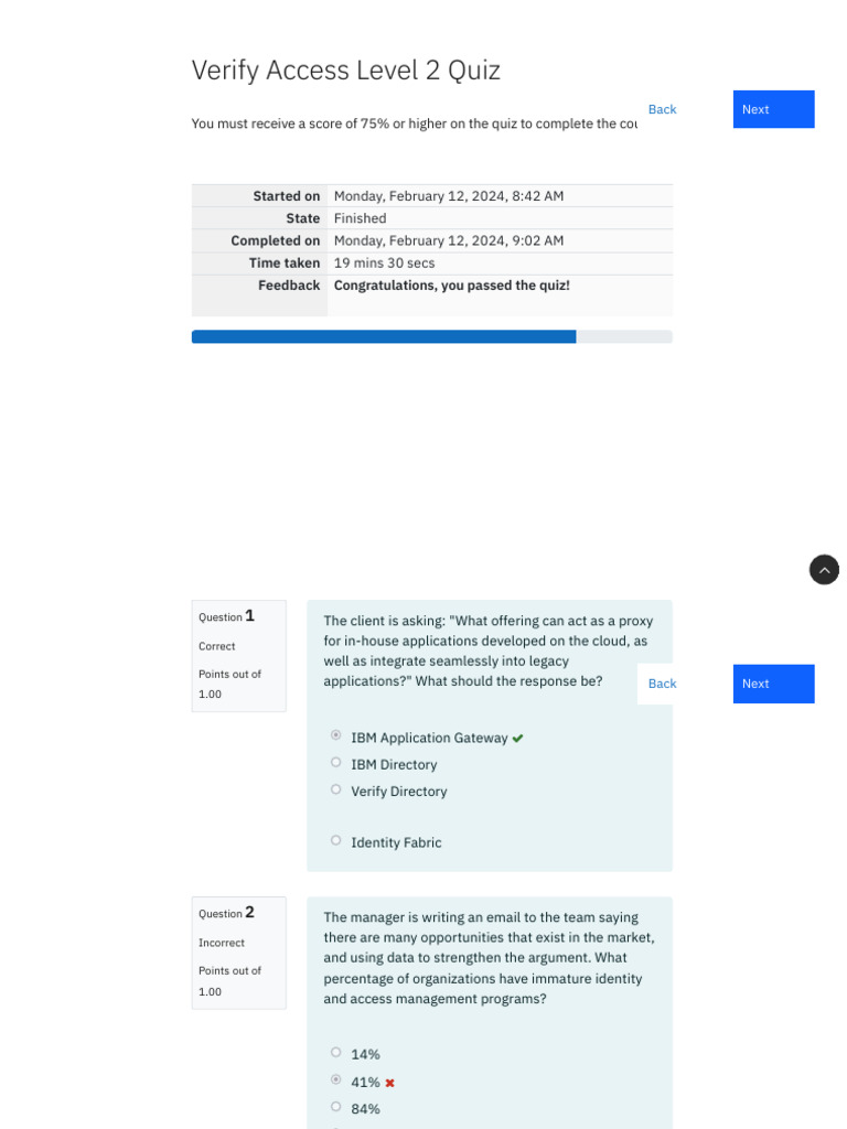 Verify Access Level 2 Quiz Attempt Review | PDF | Cloud Computing ...