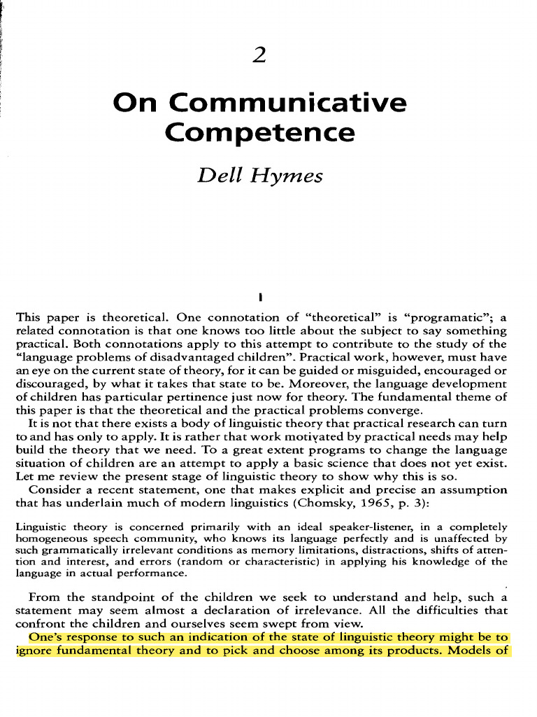 Hymes - 1972 - On Communicative Competence | PDF | Linguistics ...