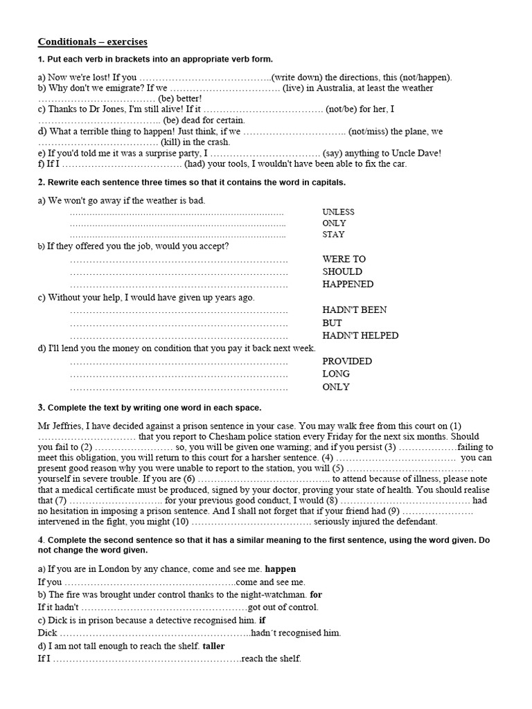 Conditionals Exercise Pdf Justice Crime And Violence 